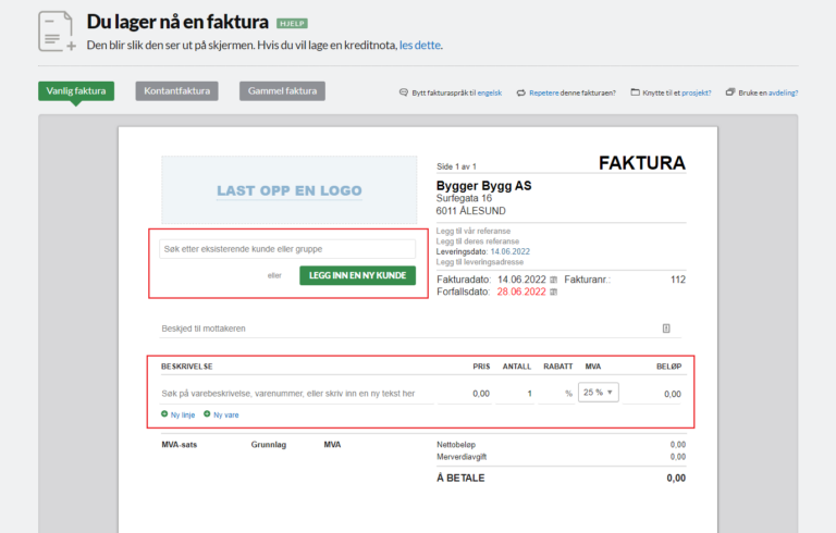 Hvordan lage faktura | Fakturering | Conta.no